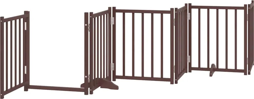 Zábrana pro psy s dvířky skládací 15 panelů hnědá 750 cm topol 3155717