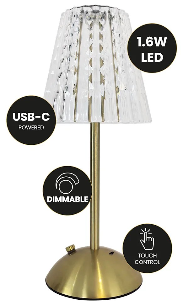 Stolní lampa Elba, 1x transparentní PVC stínítko, g