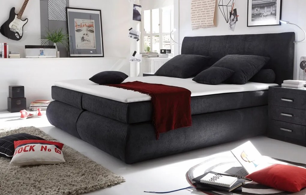 Casarredo Manželská postel s matrací 180x200 cm moderního vzhledu tmavě šedá KN350