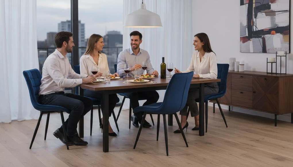 Jídelní židle VALERIA - samet, modrá Barva: Modrá