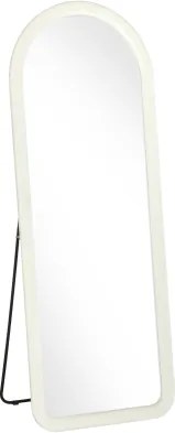 HOMCOM celoplošný zrcadlo 160 x 60 cm, oblouk, stojací nebo nástěnné zrcadlo, flanelový rám, Krémová