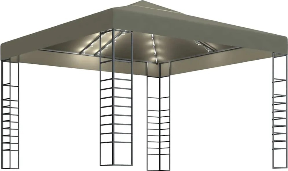 Zahradní altán se světelnými LED řetězy 3 x 3 m taupe 3070309