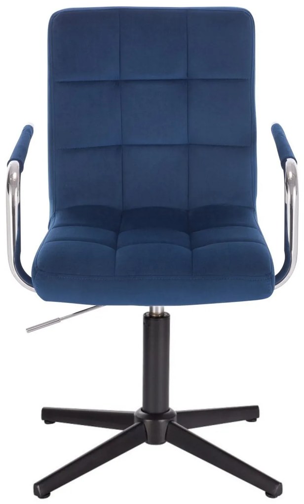 LuxuryForm DESIGN Otočná židle VERONA VELUR na černém kříži - modrá