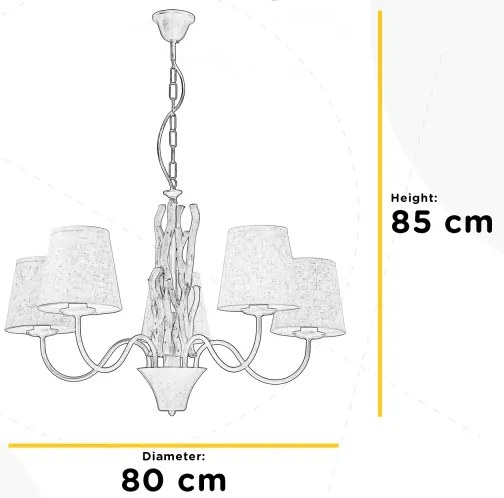 ONLI - Lustr na řetězu AGAR 5xE14/6W/320V pr. 80 cm