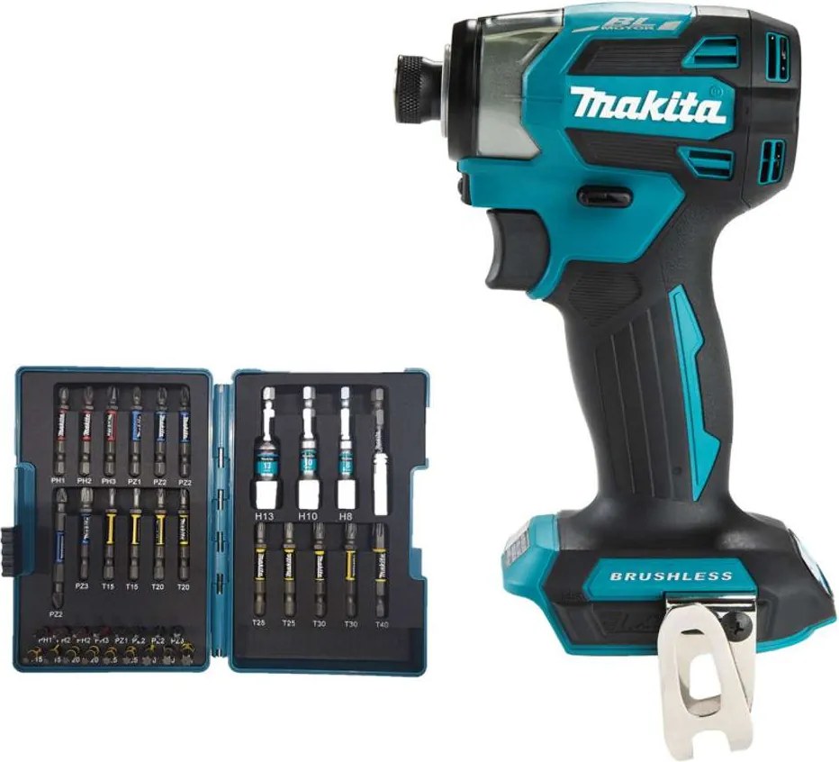 Makita - 18V AKU rázový šroubovák s příslušenstvím, bez baterie a nabíječky DTD173ZJX2