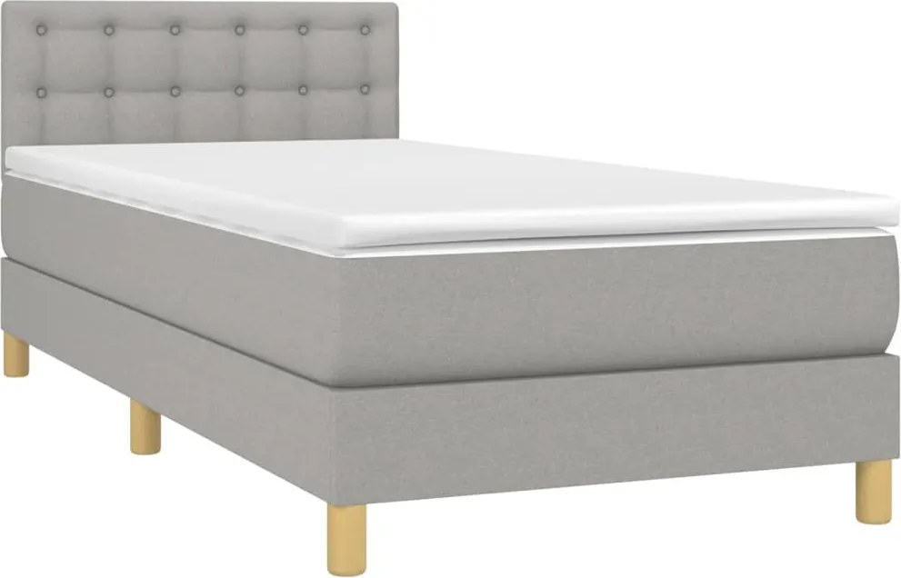 Box spring postel s matrací světle šedý 100 x 200 cm textil 3140913