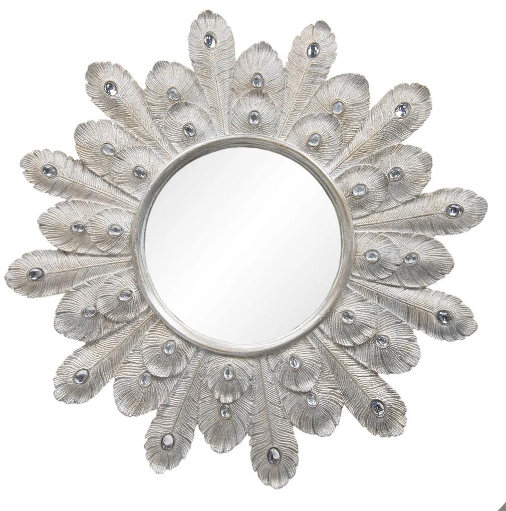 Nástěnné zrcadlo s rámem v designu pavích per – Ø 54*2 cm