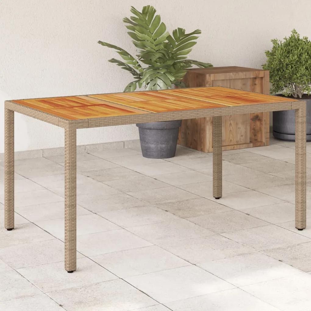 Zahradní stůl béžový 150 x 90 x 75 cm polyratan akáciové dřevo,  368127