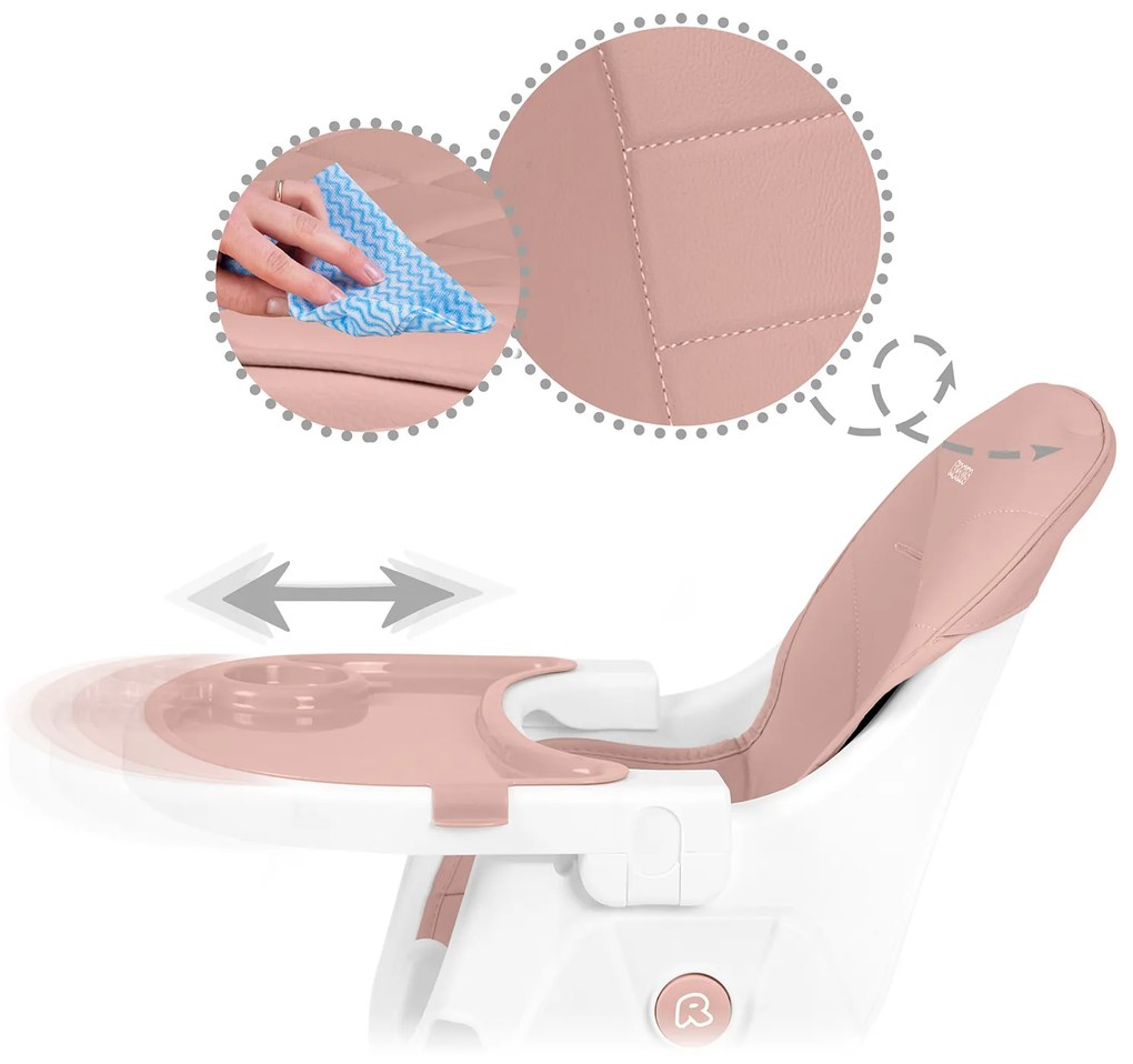 Růžová rostoucí židle na krmení Ricokids Mani pro děti