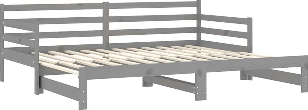 Výsuvná denní postel 2 × (90x200 cm) šedá masivní borové dřevo 3083661