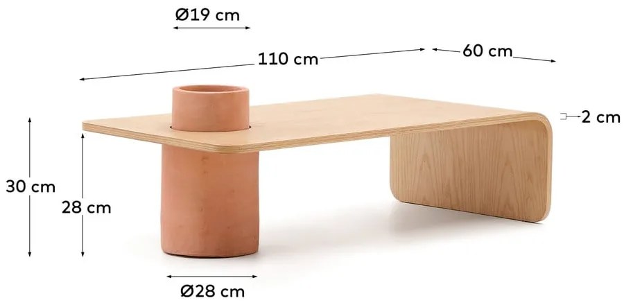 Kulatý konferenční stolek v dekoru dubu v přírodní barvě 60x110 cm Olaria – Kave Home