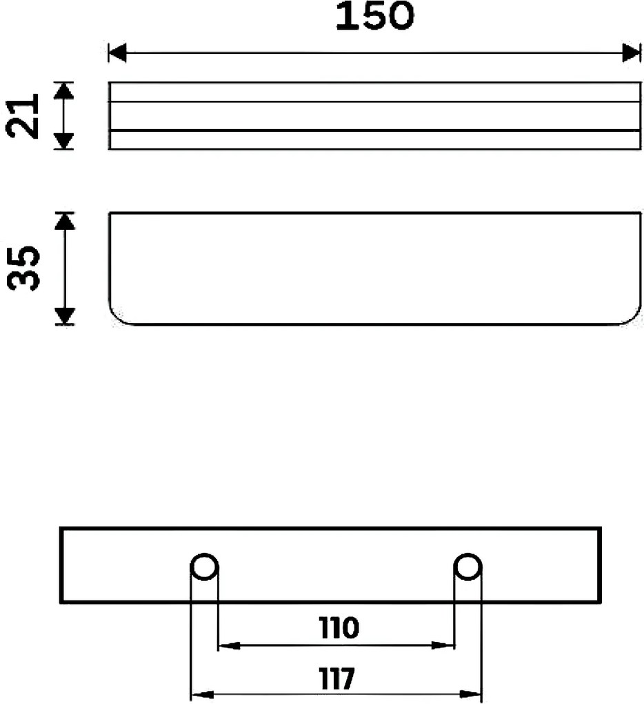 Sapho Sapho, Skleněná police 600mm, černá/čiré sklo, MY009B-14