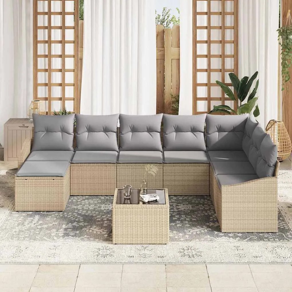 Set pohovek 9 ks Béžová polyratan 3346850