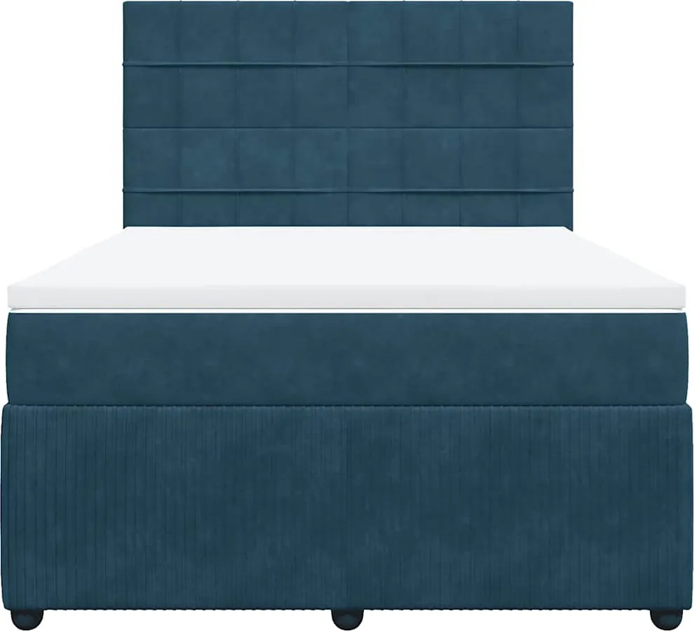 Box spring postel s matrací tmavě modrá 160x200 cm samet 3292386
