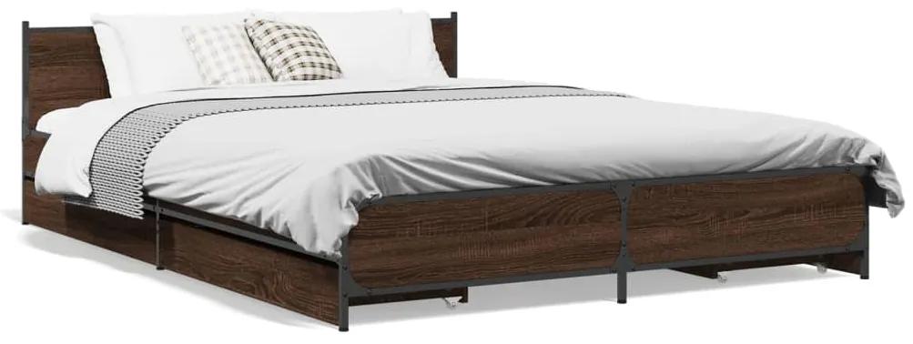 Rám postele se zásuvkami hnědý dub 140x190 cm kompozitní dřevo,  3279946