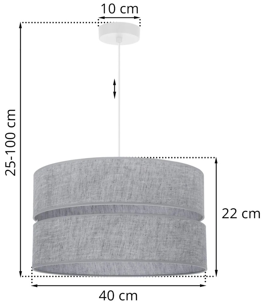 Závěsné svítidlo Jen, 1x šedé textilní stínítko, (fi 40 cm), w