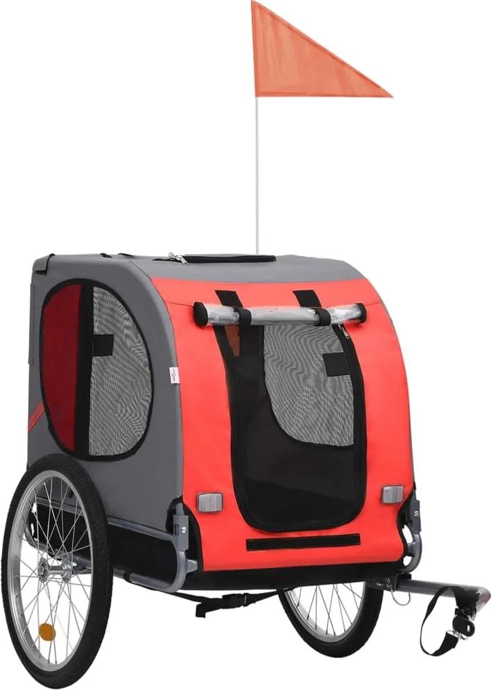 vidaXL Vozík za kolo pro psa červený a černý [91767] Barva: Oranžovo-šedá