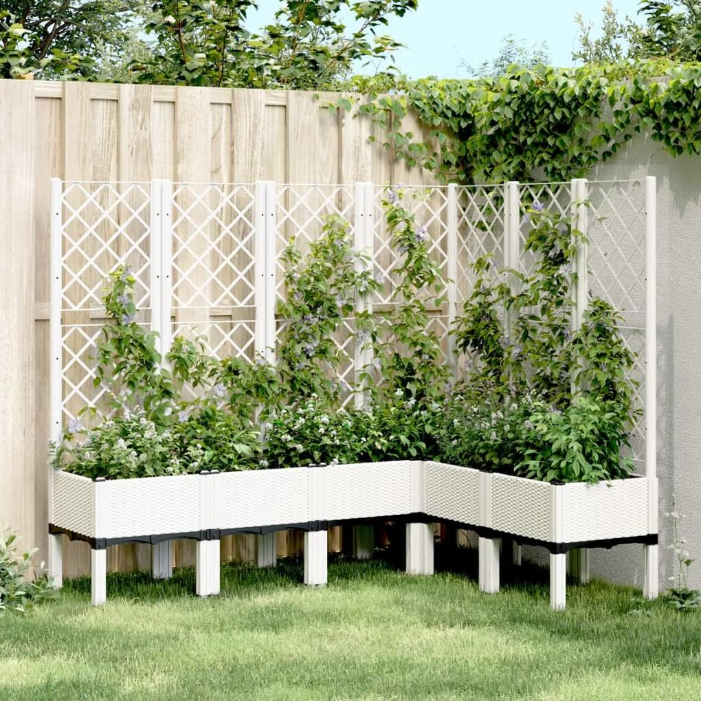 vidaXL Zahradní truhlík s treláží bílý 160 x 120 x 142 cm PP