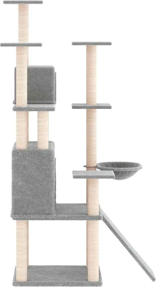 Škrabadlo pro kočky se sisalovými sloupky světle šedé 154 cm 171691