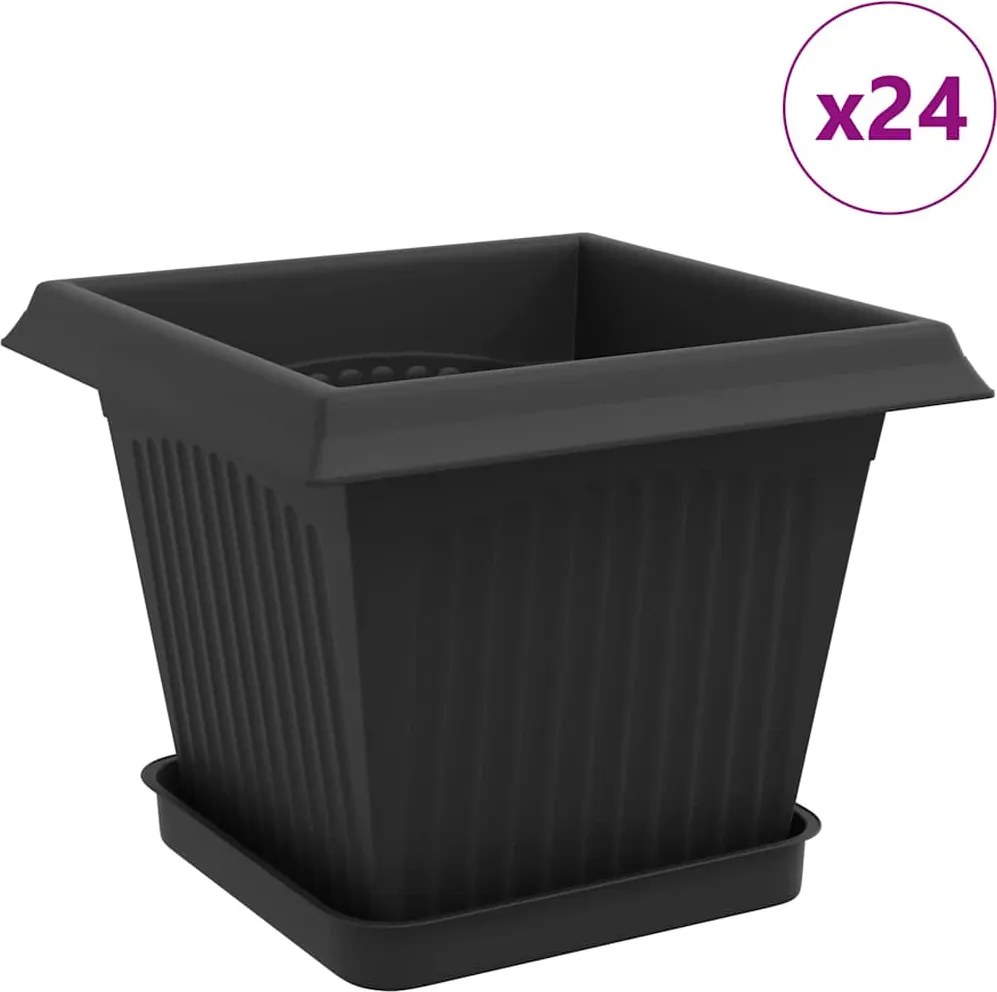 Květináče 24 ks Černá Plast 3403312