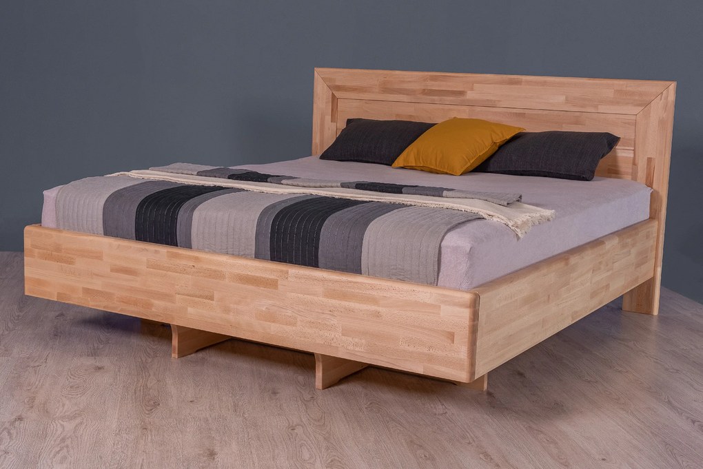 Masivní postel PERSEA - Solwo Design Dřevo a odstín oleje: BUK Cink - Olej odstín BO102, Rozměr spací plochy: 200x200