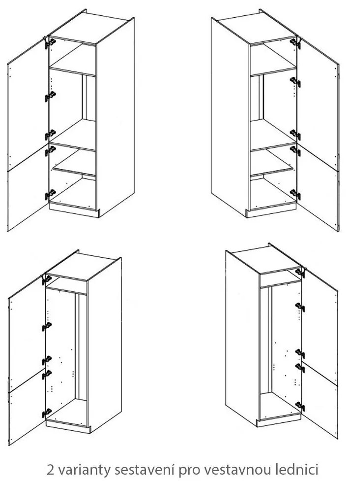 ARONA | vysoká skříňka 60 LO-210 2F pro vestavnou lednici | 60 cm | UNI dvířka | černá/kašmír