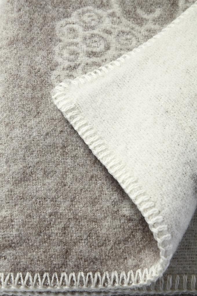 Wooline Vlněná deka s motivem kudrnatého beránka, hnědá