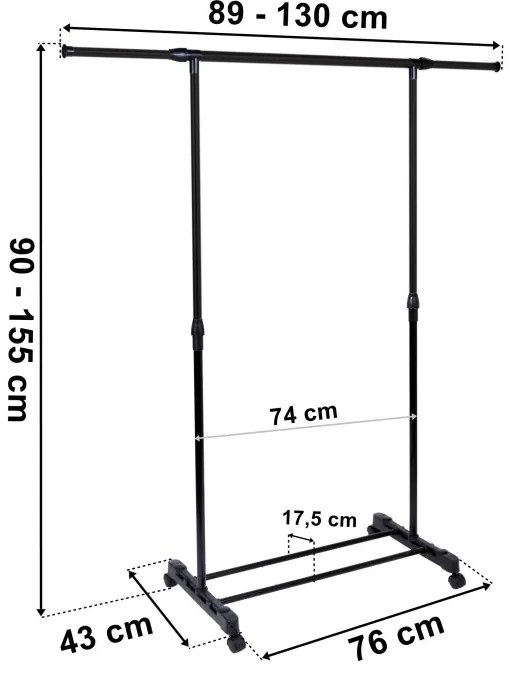 Věšákový stojan na kolečkách DEKA černý