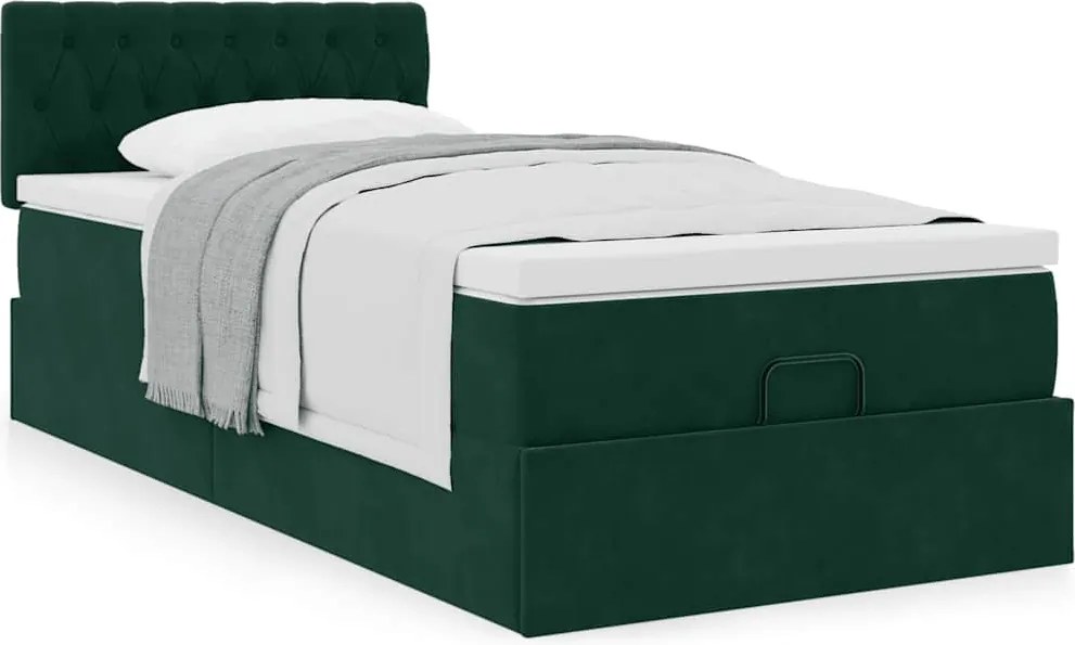 Osmanský rám postele s matrací tmavě šedá 90x200cm samet 3311822