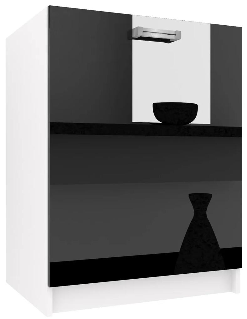 Kuchyňská skříňka Belini dřezová 60 cm černý lesk  bez pracovní desky  INF SDZ60/0/WT/B/0/D
