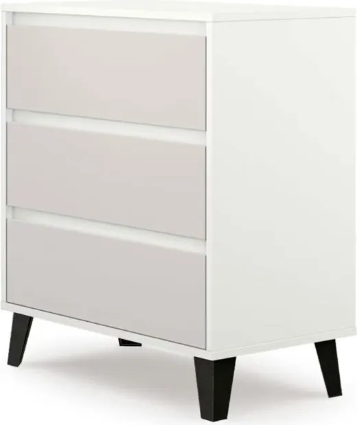 Komoda Borg 3s/70 bílá / kašmír