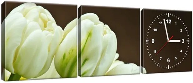 Tištěný obraz s hodinami Okouzlující bílé tulipány 30x30cm ZP1257A_1AI