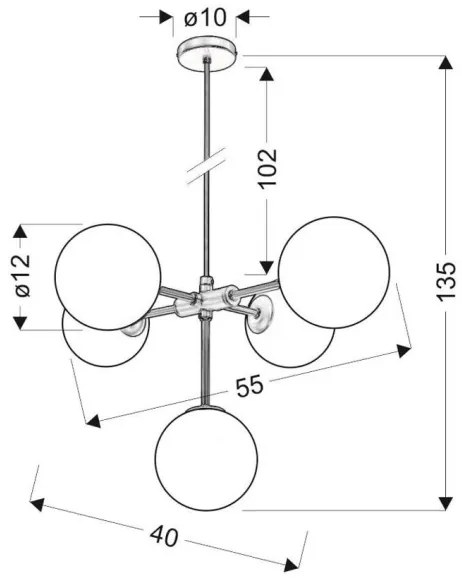 Lustr na lanku MATI 5xG9/28W/230V
