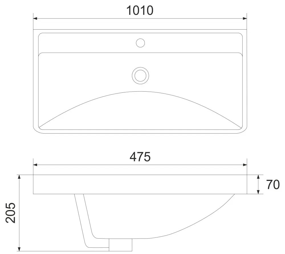 Mereo nábytkové umyvadlo 101 x 45,7 x 20,5 cm keramické bílá UC10148