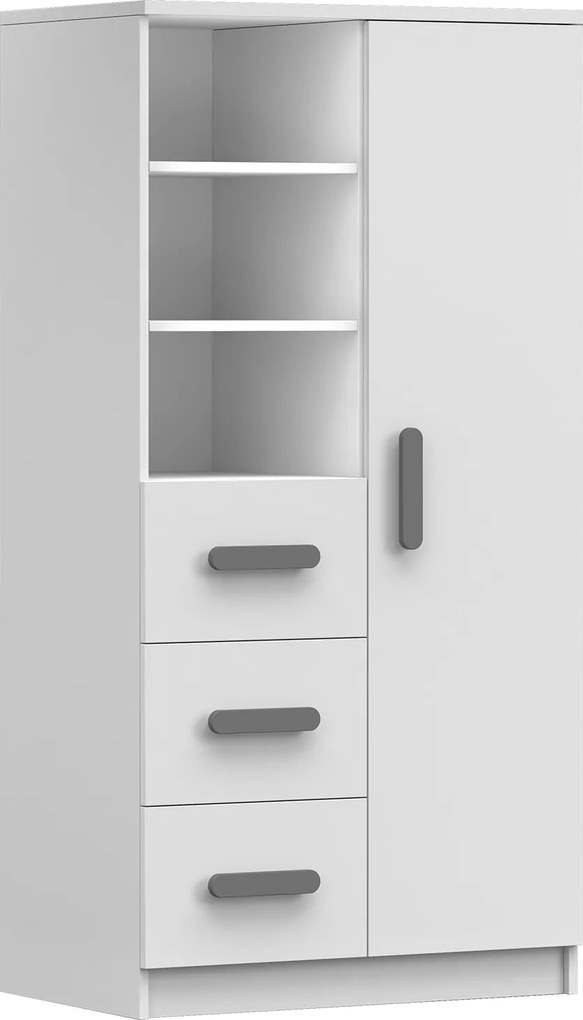 IDZ Knihovna SMYK I 3S1D 05, 80 cm Bílá / Barevné úchytky Barva: Dub