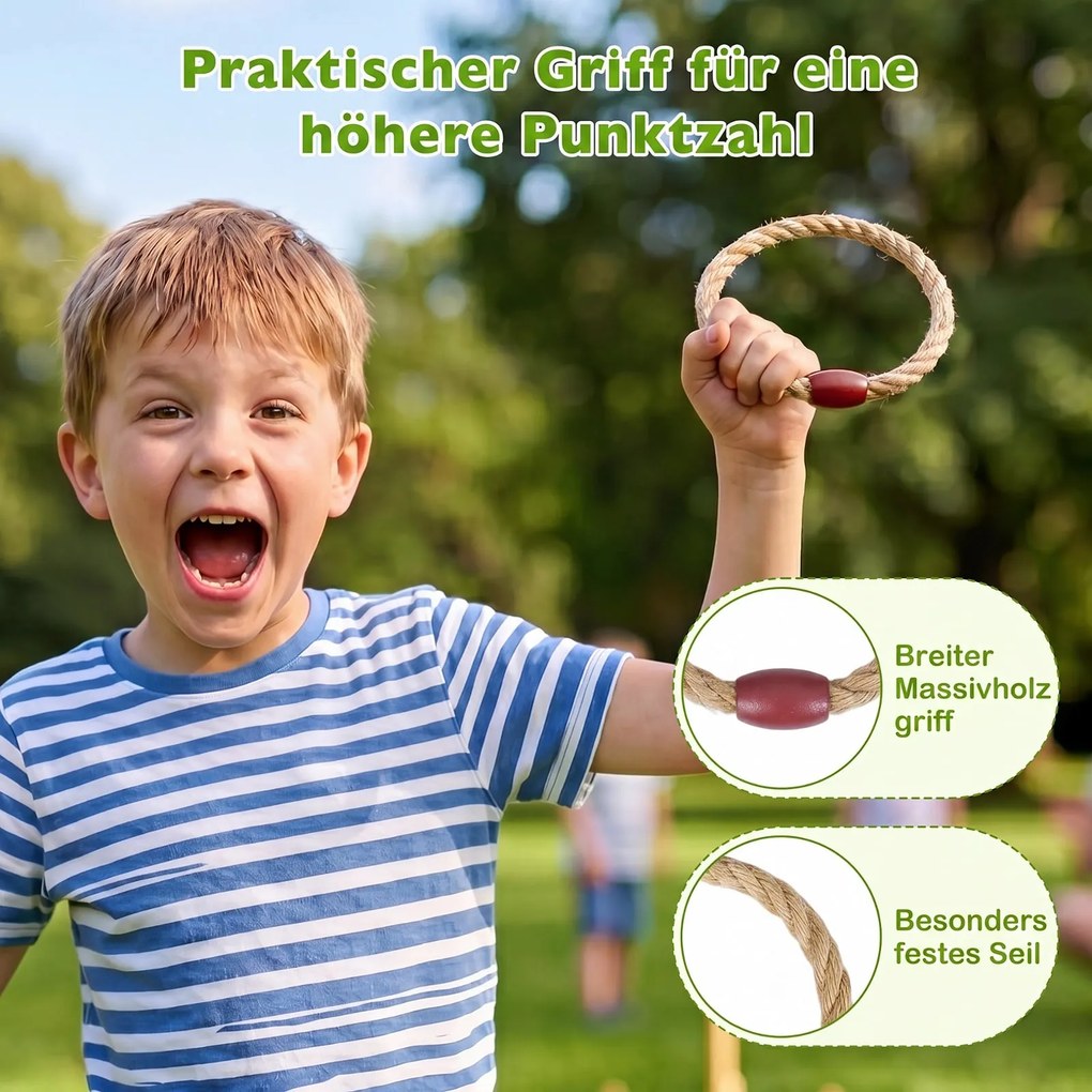 Costway Hra na kroužky s lakovaným dřevěným rámem pro vnitřní i venkovní použití