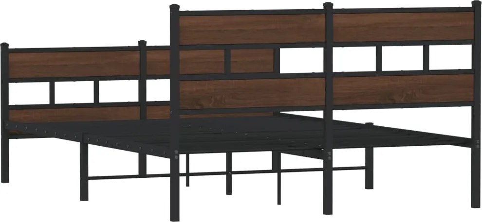 Kovový rám postele bez matrace hnědý dub 150 x 200 cm 3308476