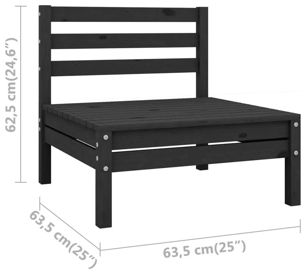 vidaXL Marketos Zahradní středové pohovky 4 ks černé masivní borové dřevo