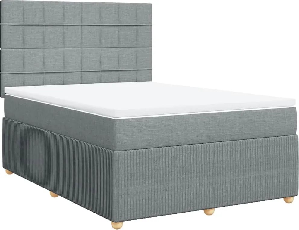 Box spring postel s matrací světle šedá 140 x 190 cm textil 3292051