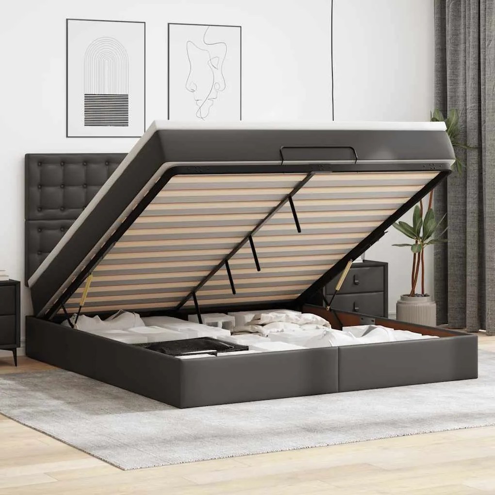 Osmanský rám postele s matrací černá 180x200cm umělá kůže 3313016