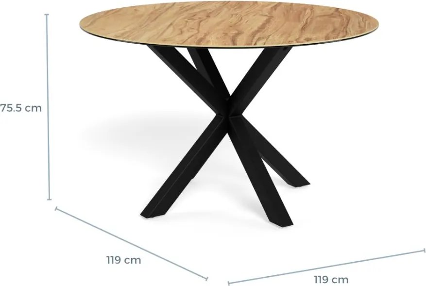 Kulatý jídelní stůl Heaven 119 cm dub divoký/černý