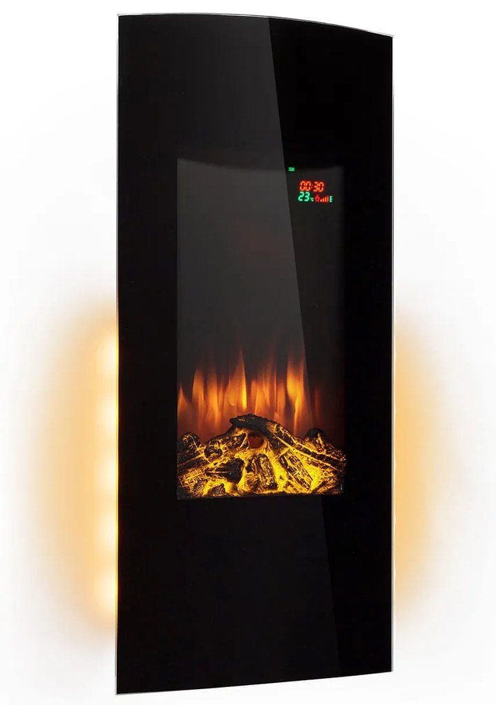 Klarstein Lamington, elektrický krb, 2000 W, LED plamen, teplovzdušné topení, časovač, osvětlení