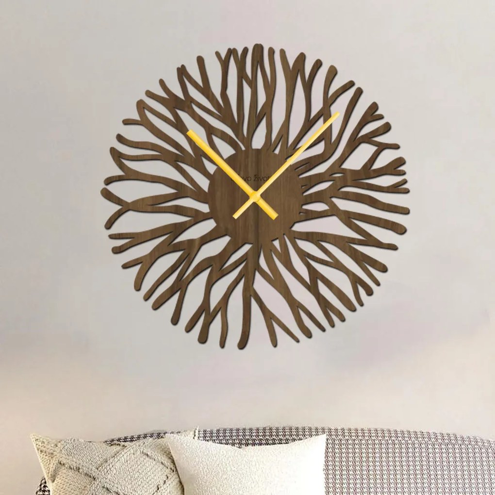 dřevo života Nástěnné hodiny ROOTS Zvolte barvu dekoru: Třešeň, Zvolte velikost hodin (cm): 35x35, Barva ručiček: Stříbrné