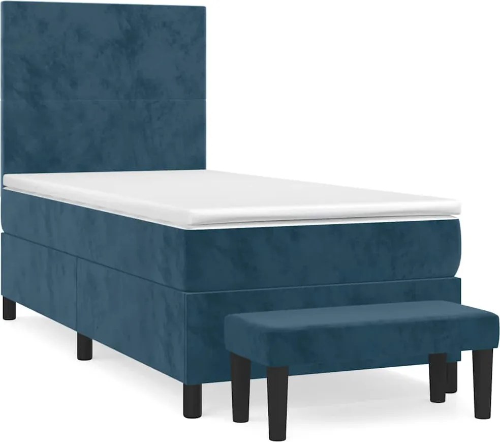 Box spring postel s matrací tmavě modrá 80 x 200 cm samet 3137693