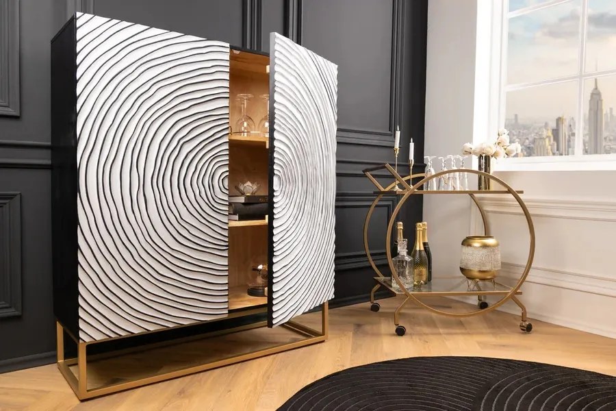 Designová vysoká komoda Talitha 120 cm černá / bílá