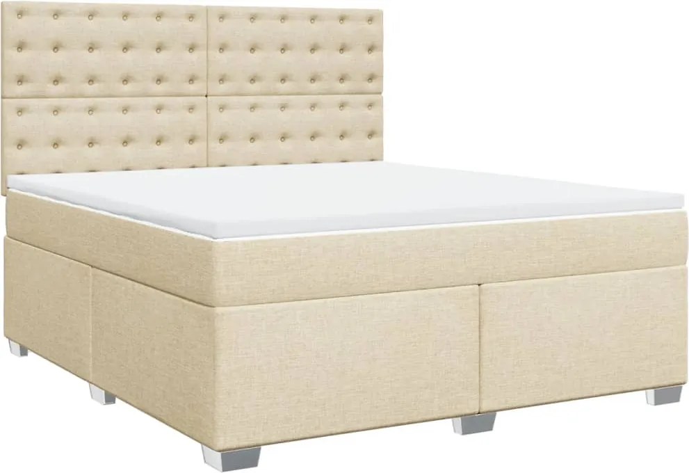 Box spring postel s matrací krémová 180x200 cm textil 3290586