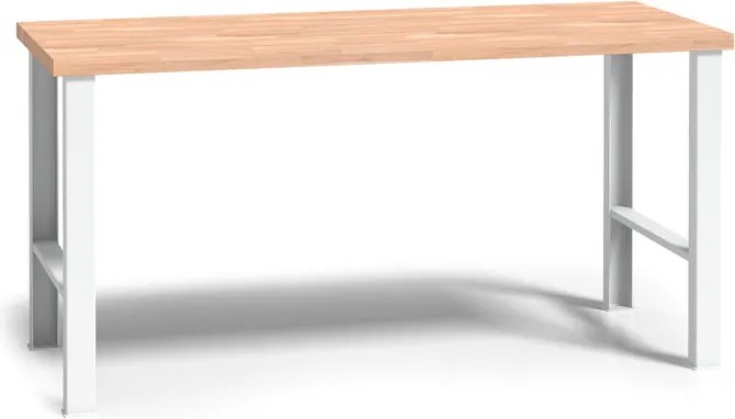 Pracovní stůl do dílny G3, buková spárovka, pevné kovové nohy, 2000 mm