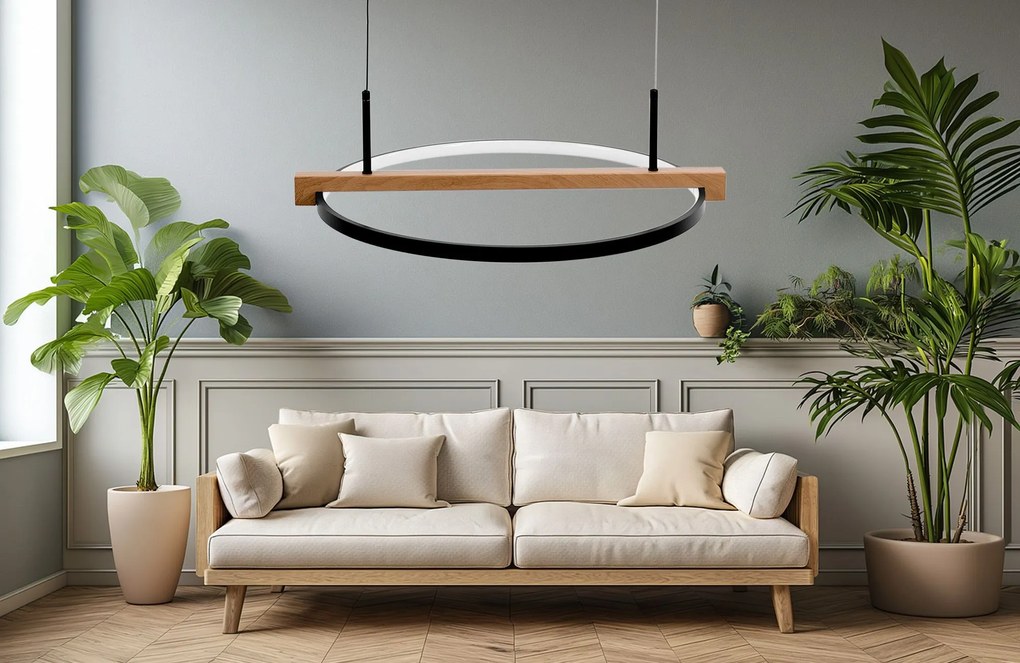 Toolight Toolight, LED stropní svítidlo 60cm + dálkové ovládání APP1530-CP, černá-hnědá, OSW-05660