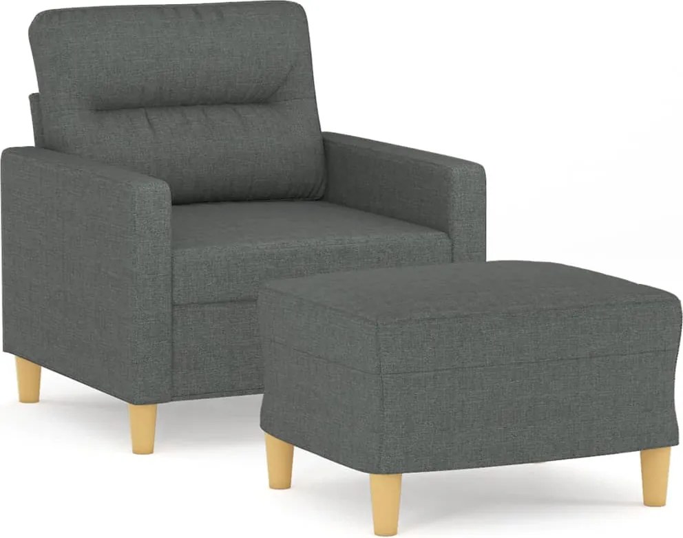 Křeslo s podnožkou tmavě šedé 60 cm textil 3201066