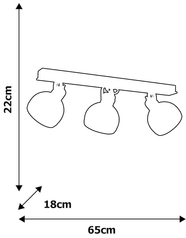 Bodové svítidlo Oval, 3x dřevěné/bílé kovové stínítko, w/dřevo